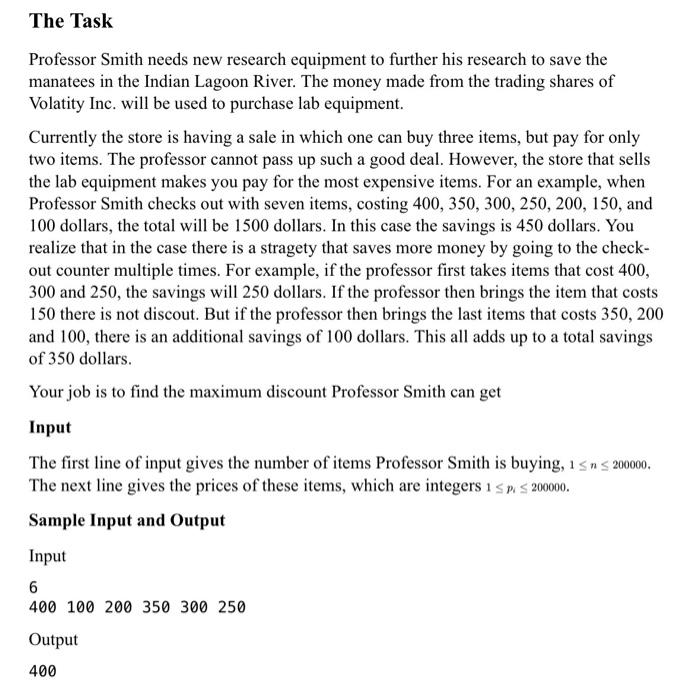 Solved The Task Professor Smith needs new research equipment | Chegg.com