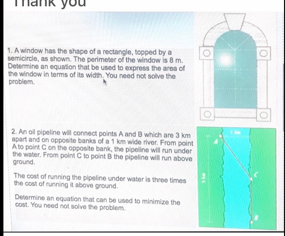 Solved you 1. A window has the shape of a rectangle, topped | Chegg.com