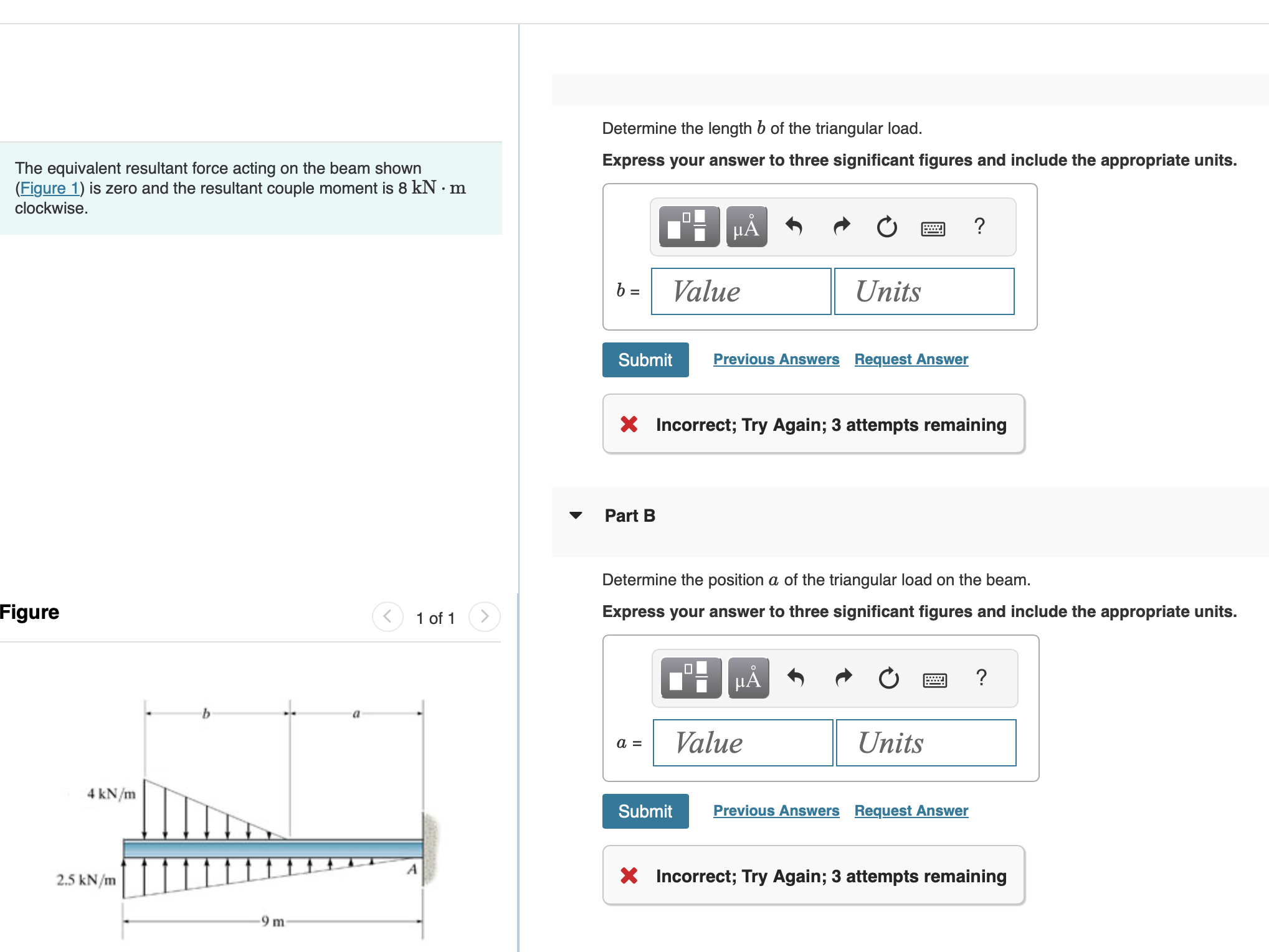 Solved The equivalent resultant force acting on the beam | Chegg.com