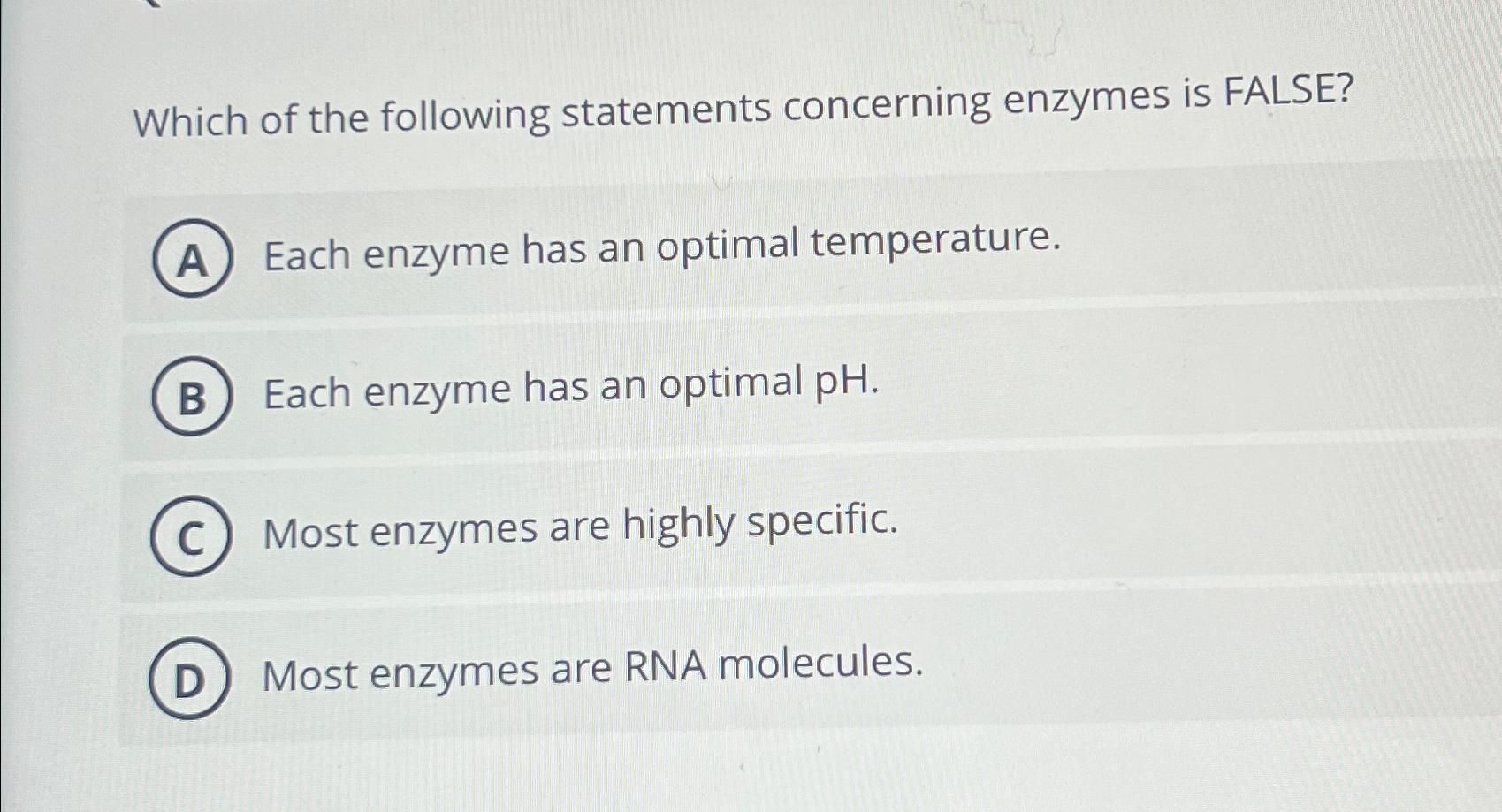 Solved Which of the following statements concerning enzymes | Chegg.com