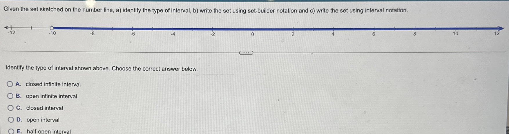 Solved Given the set sketched on the number line, a) | Chegg.com