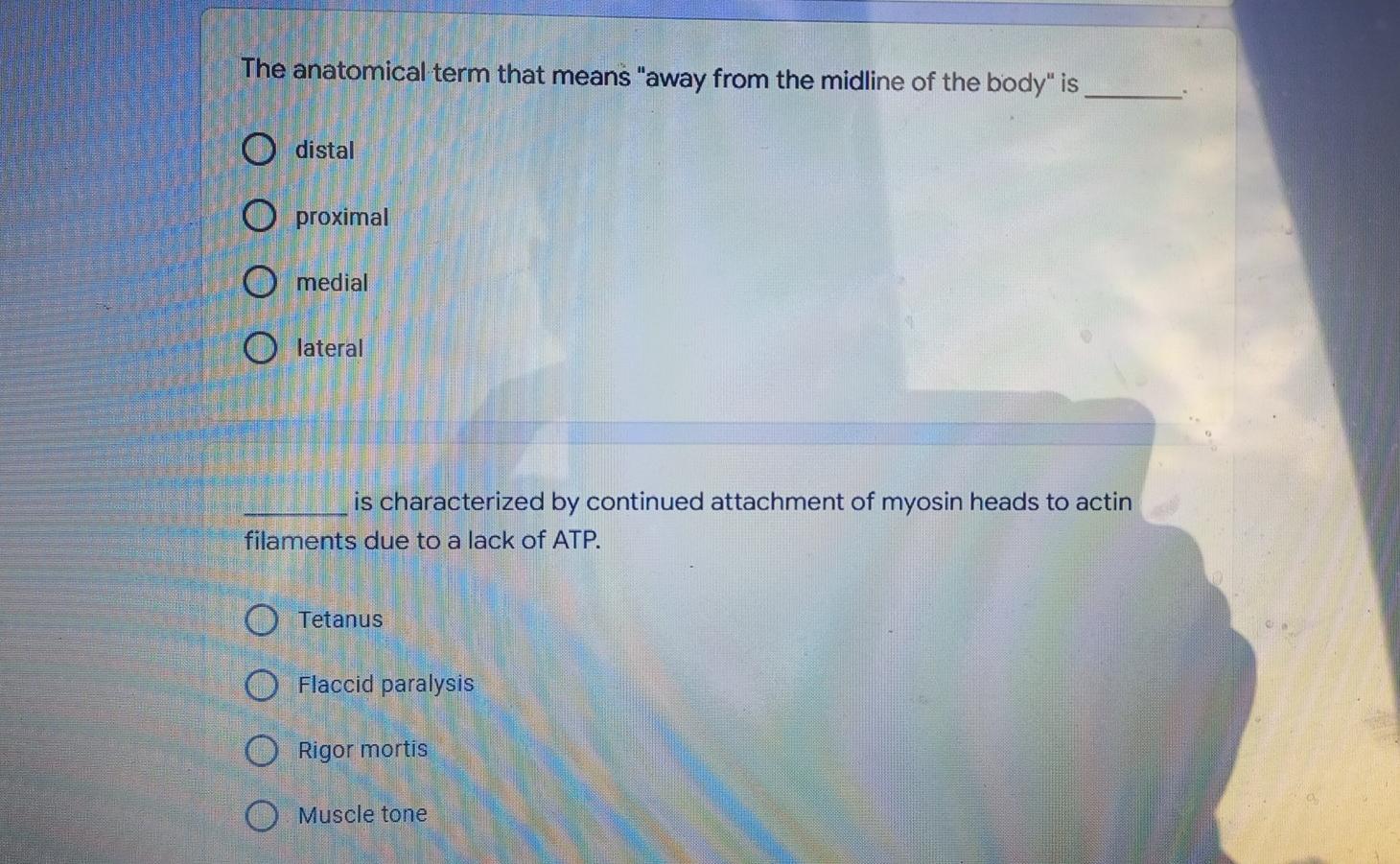 Solved The anatomical term that means "away from the midline | Chegg.com