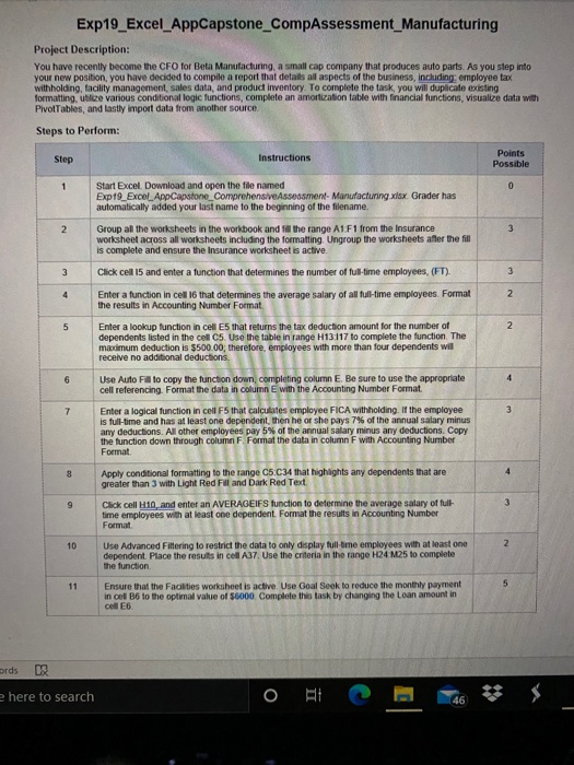 Solved Exp19_Excel_AppCapstone_CompAssessment_Manufacturing | Chegg.com
