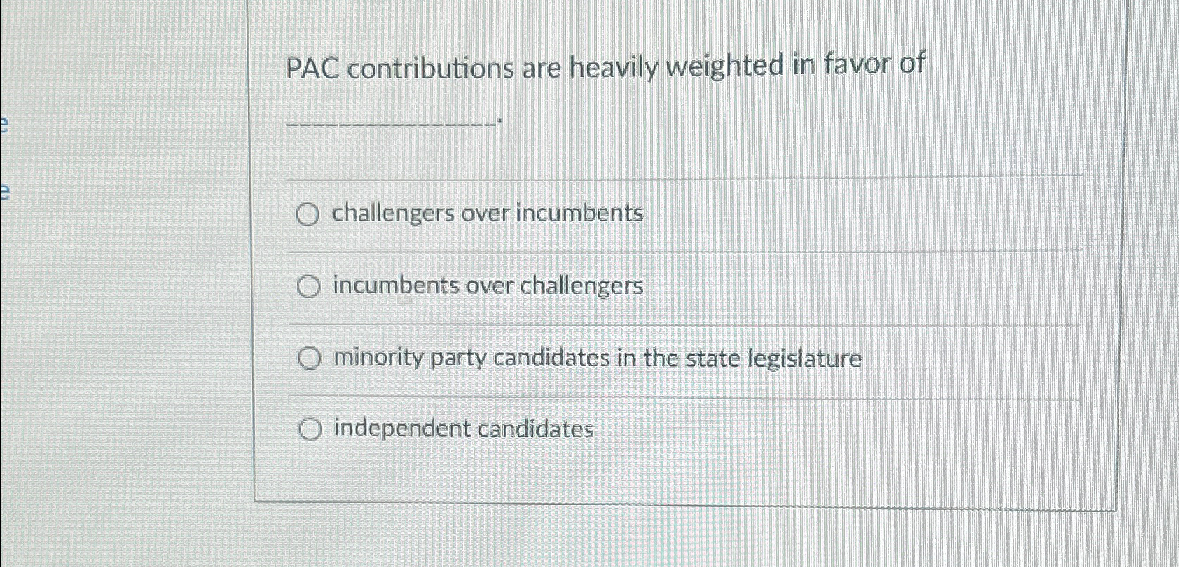 Solved PAC contributions are heavily weighted in favor | Chegg.com