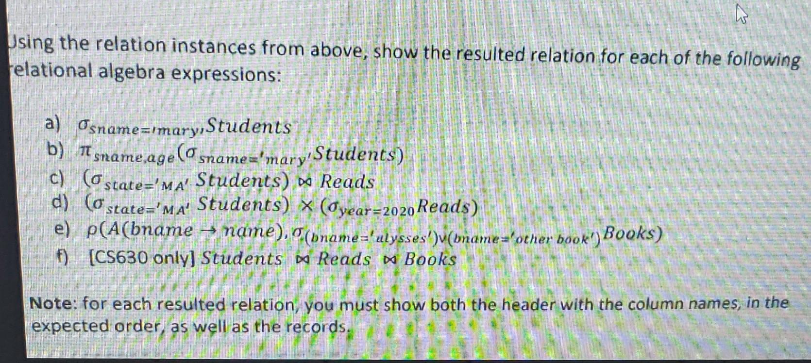 Solved Consider a database schema with three relations: | Chegg.com