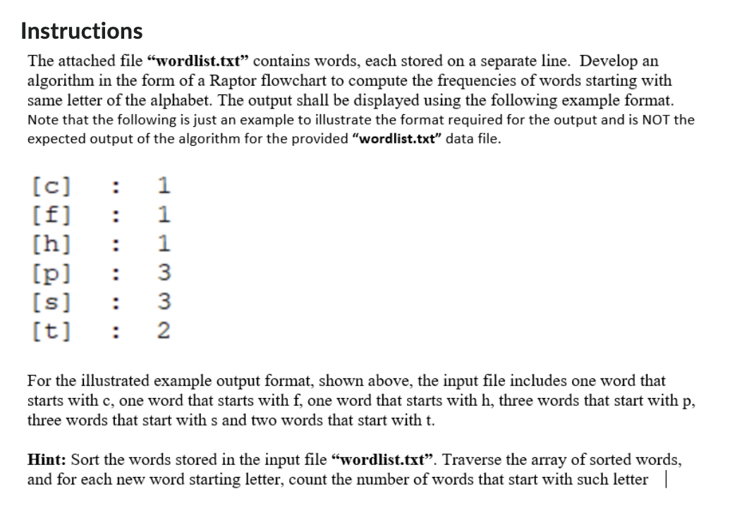 Solved InstructionsThe attached file "wordlist.txt" | Chegg.com