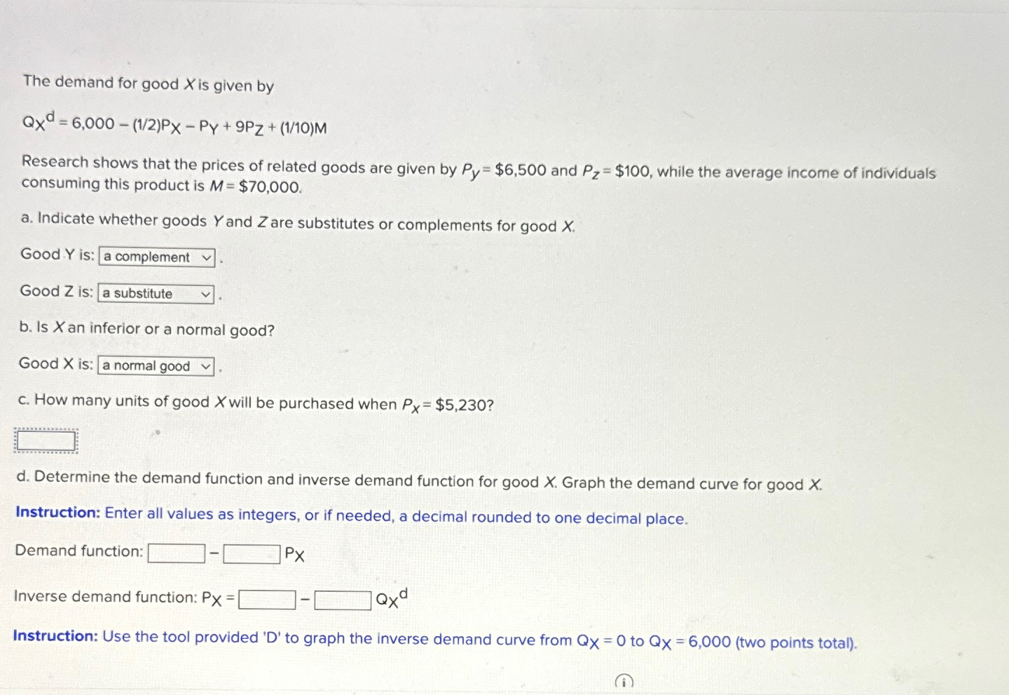 The demand for good x ﻿is given | Chegg.com