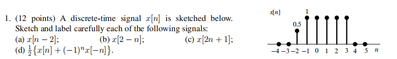 Solved (12 ﻿points) ﻿A discrete-time signal x[n] is | Chegg.com