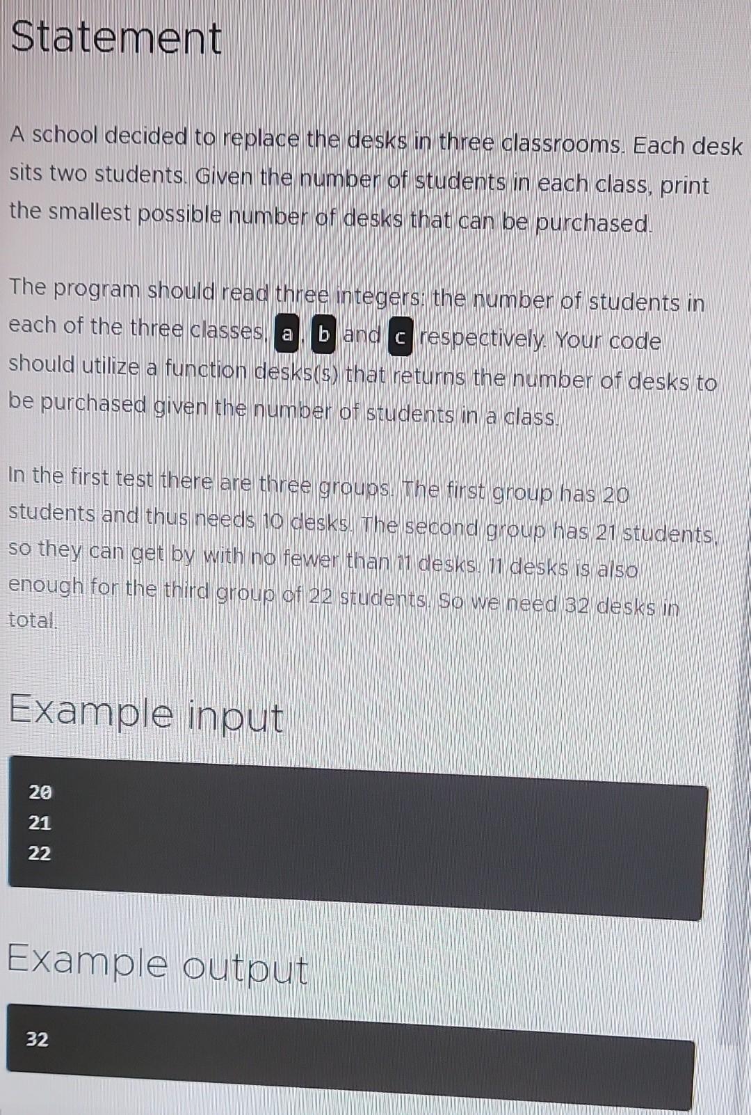 Solved A school decided to replace the desks in three | Chegg.com
