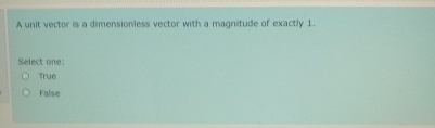 Solved A unit vector is a dimensionless vector with a | Chegg.com