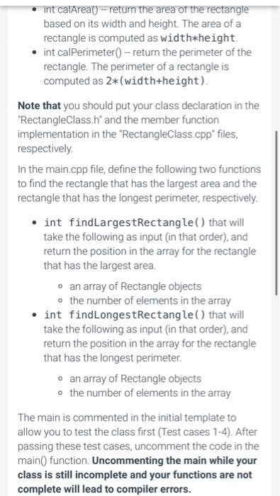 Solved Define a Rectang le class that contains: (1) two | Chegg.com