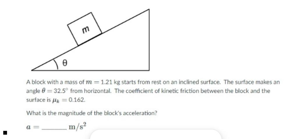 Solved A block with a mass of m=1.21kg ﻿starts from rest on | Chegg.com