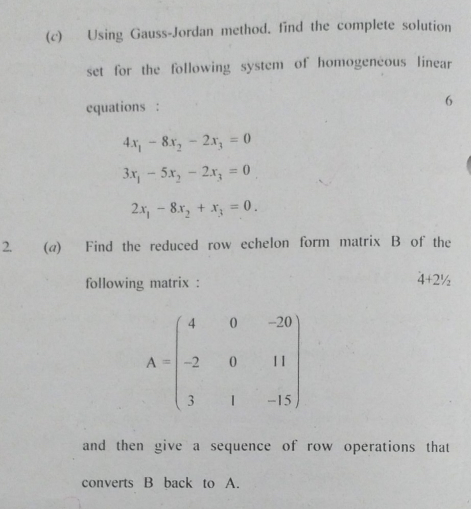 Solved (c) ﻿Using Gauss-Jordan method. find the complete | Chegg.com