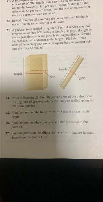 Solved ume of 10 m3. The length of its base is twie Material | Chegg.com