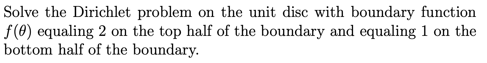 Solved Solve the Dirichlet problem on the unit disc with | Chegg.com