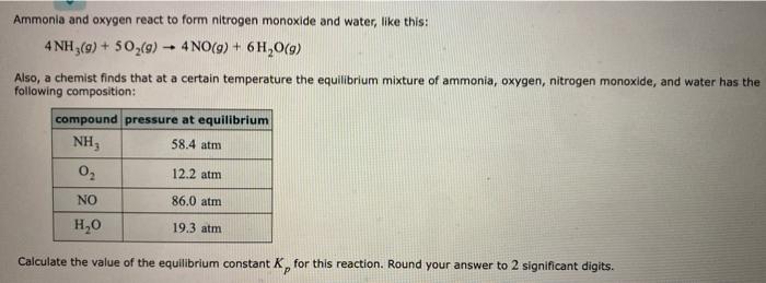 Solved Ammonia and oxygen react to form nitrogen monoxide | Chegg.com