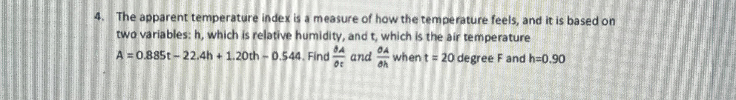 Solved The apparent temperature index is a measure of how | Chegg.com