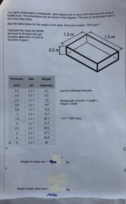 Solved You have constructed a rectangular, open-topped pan | Chegg.com