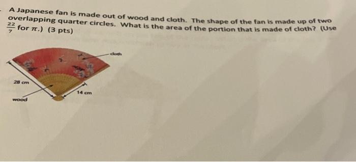 Solved A Japanese fan is made out of wood and cloth. The | Chegg.com
