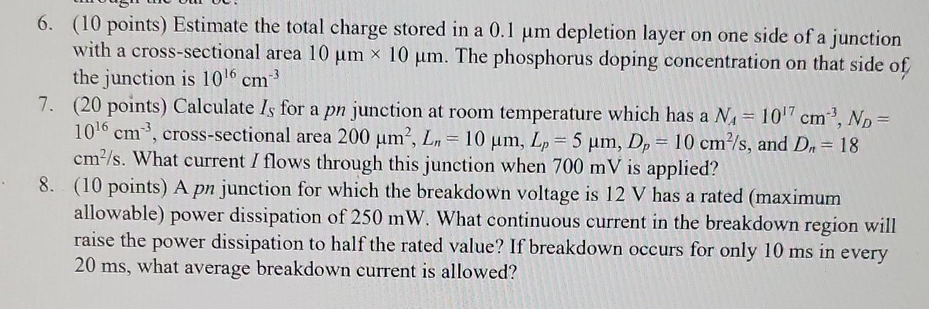 Solved 6. ( 10 points) Estimate the total charge stored in a | Chegg.com