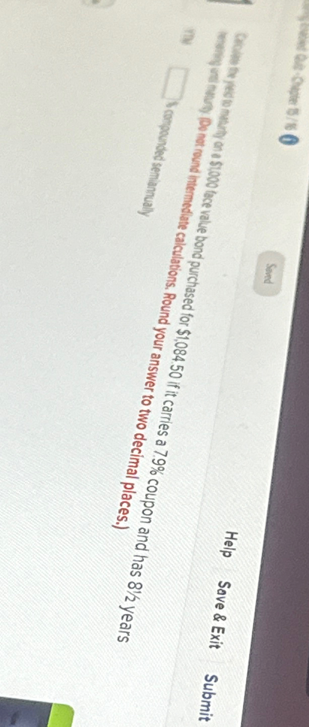 Solved SondHelp Save & Exit Submittrompounded semannualy | Chegg.com