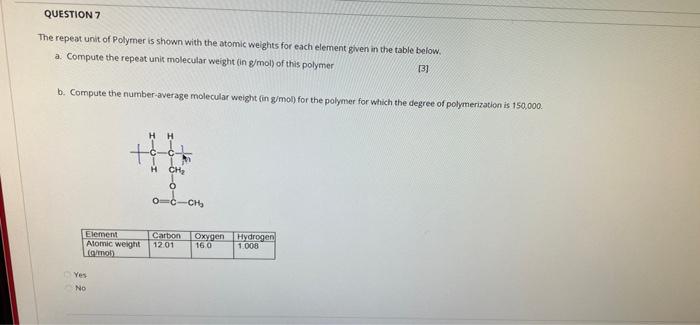 Solved QUESTION 7 The repeat unit of Polymer is shown with | Chegg.com