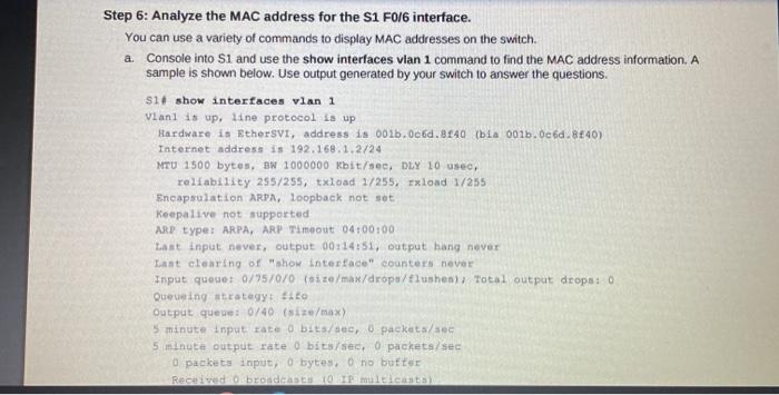 Lab - View Network Device MAC Addresses Topology PC-A | Chegg.com