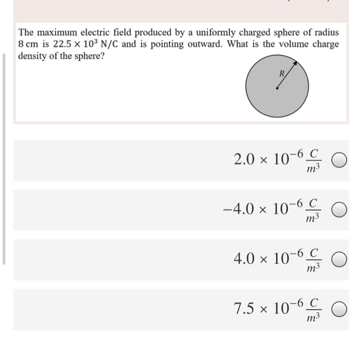 Solved The maximum electric field produced by a uniformly | Chegg.com