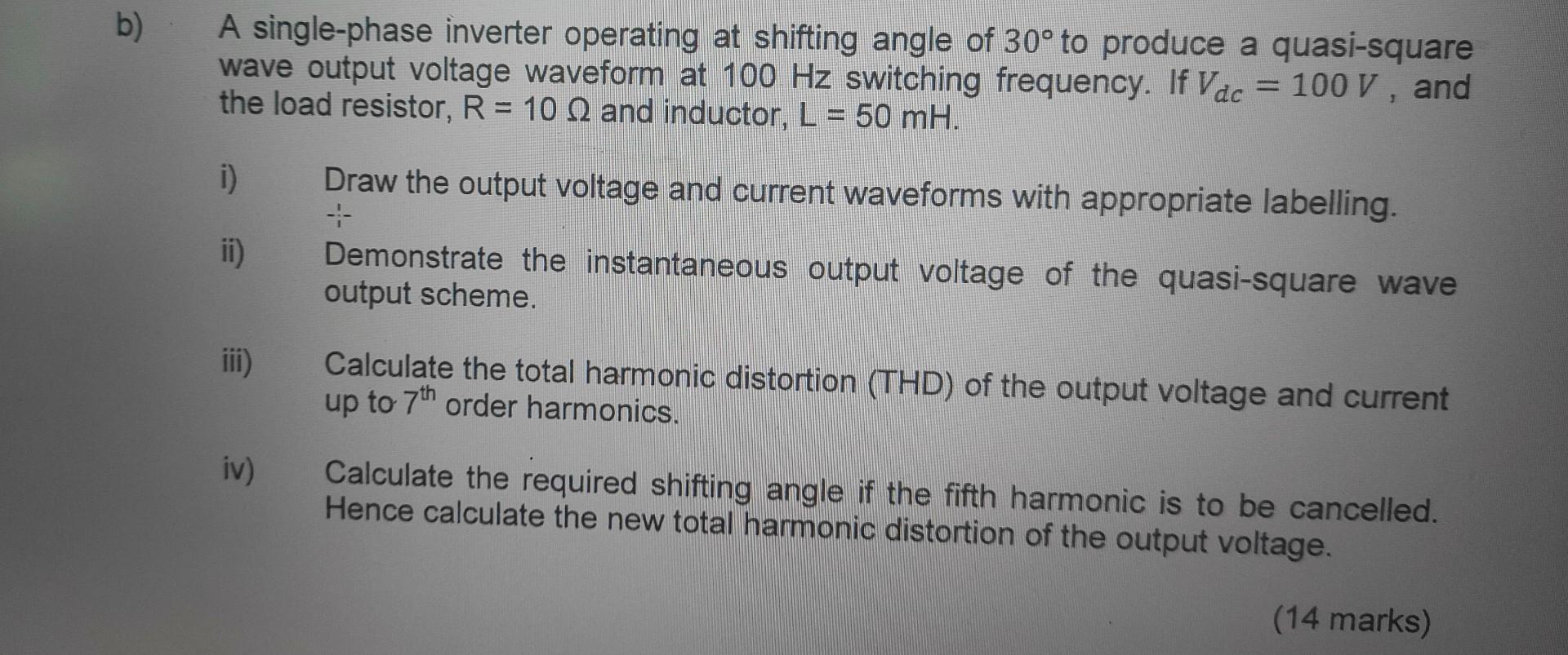 Solved b) A single-phase inverter operating at shifting | Chegg.com