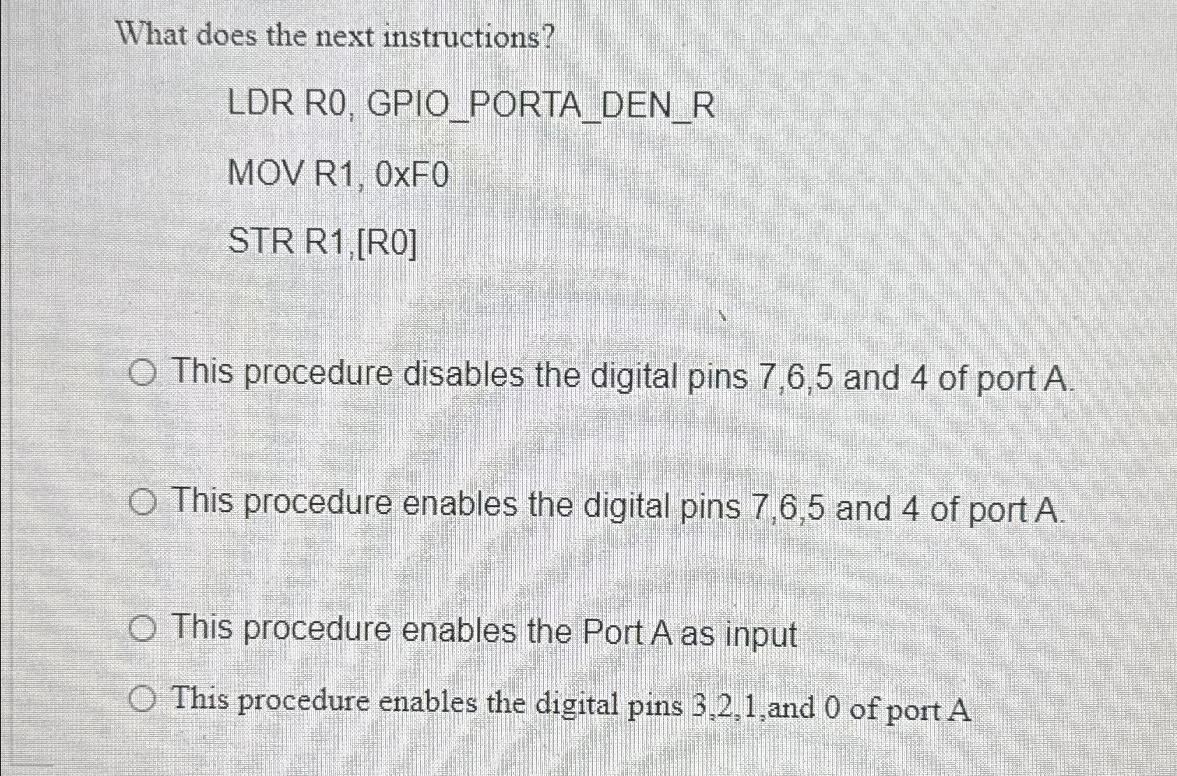 Solved What does the next instructions?LDR R0, | Chegg.com