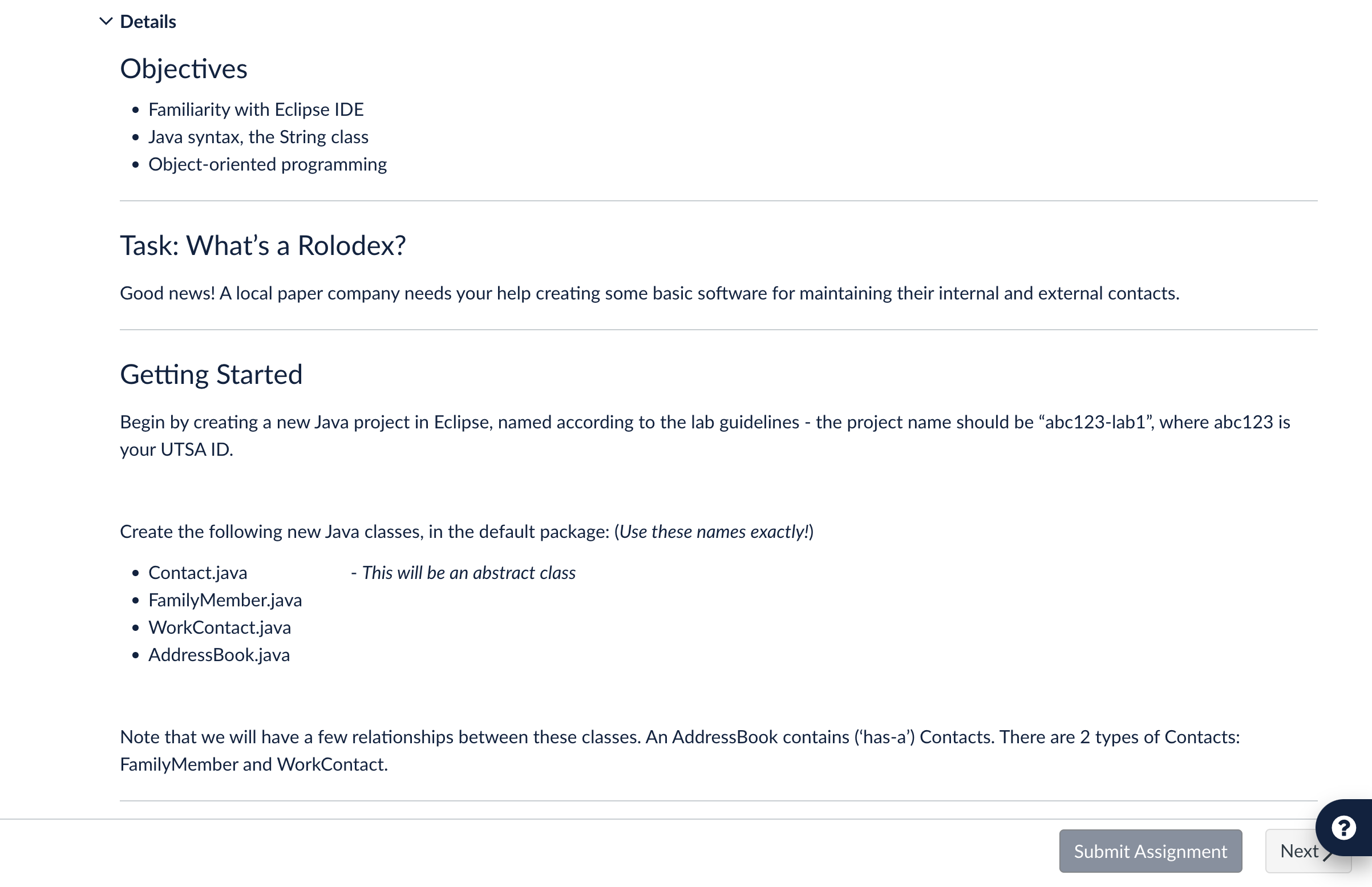Solved DetailsObjectivesFamiliarity with Eclipse IDEJava | Chegg.com