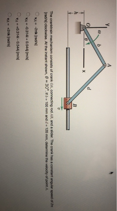 Solved A d х T h B The cranktrain mechanism consists of | Chegg.com