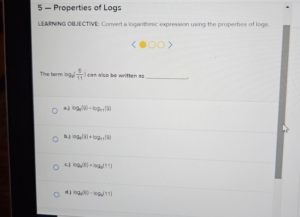Solved 5 - ﻿Properties of LogsLEARNING OBJECTIVE: Convert a | Chegg.com