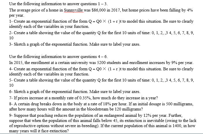 Solved Use the following information to answer questions | Chegg.com