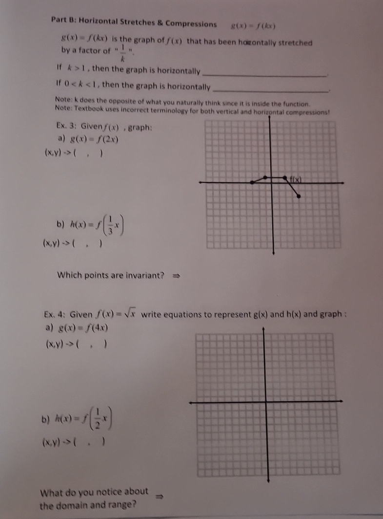 Solved Part B: Horizontal Stretches & Compressions | Chegg.com