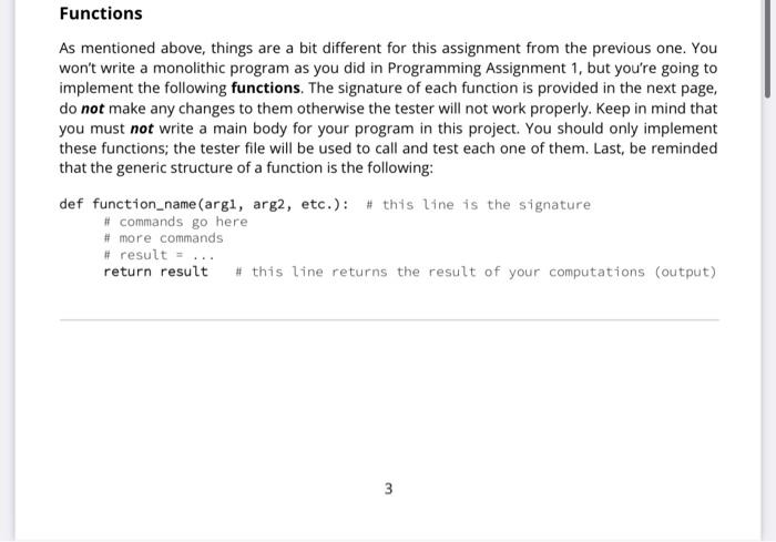 Solved Functions As mentioned above, things are a bit | Chegg.com