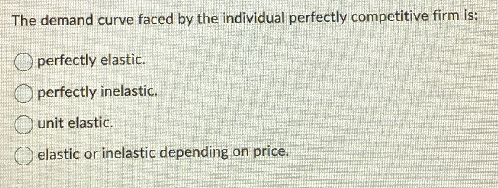 Solved The demand curve faced by the individual perfectly | Chegg.com