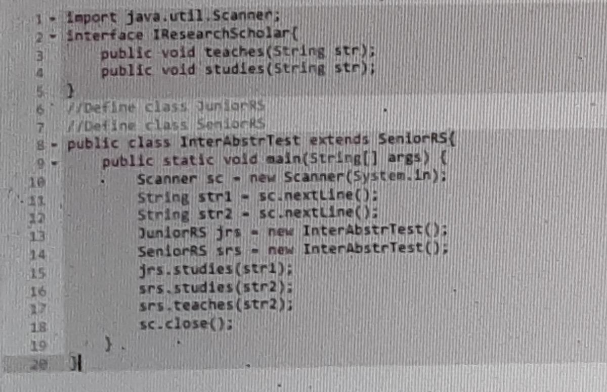 Solved -Interface IResearch Scholar has two methods public | Chegg.com