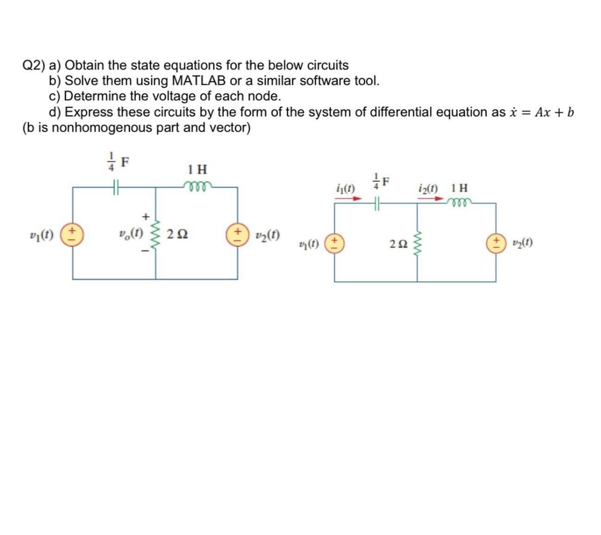 Solved Q2) ﻿a) ﻿Obtain the state equations for the below | Chegg.com