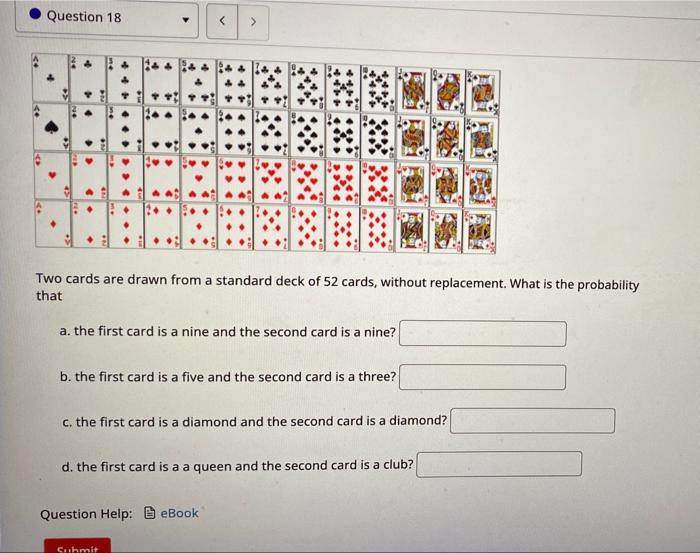 Solved Two cards are drawn from a standard deck of 52 cards, | Chegg.com