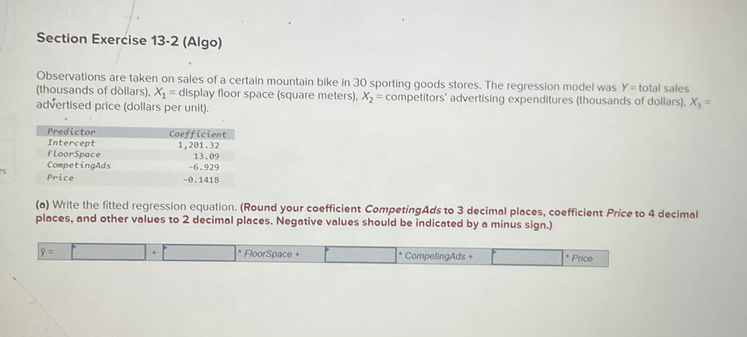 Solved Section Exercise 13-2 (Algo)Observations are taken on | Chegg.com