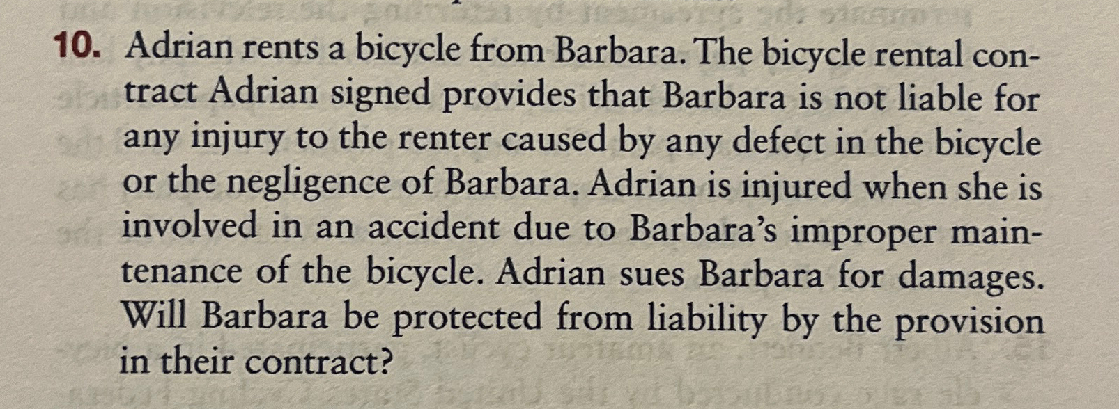Solved Adrian rents a bicycle from Barbara. The bicycle | Chegg.com