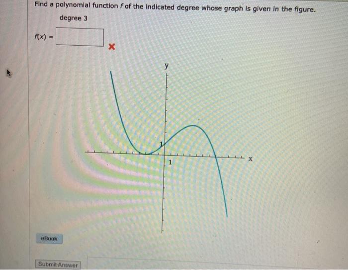 Solved Find a polynomial function f of the indicated degree | Chegg.com