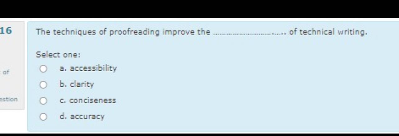 Solved 16 ﻿The techniques of proofreading improve the of | Chegg.com