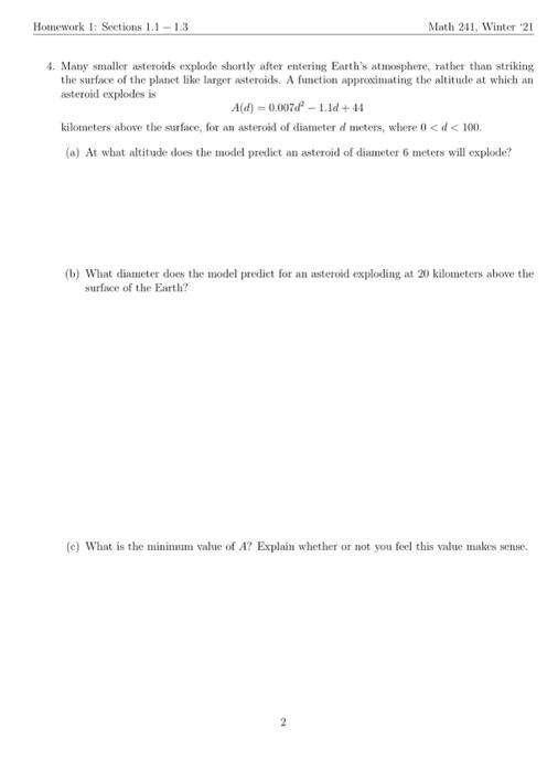 Solved Homework 1: Sections 1.1-1.3 Math 241. Winter 21 | Chegg.com