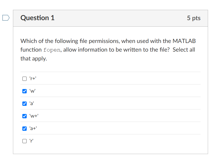 Solved Question 1Which of the following file permissions, | Chegg.com