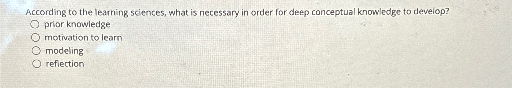 Solved According to the learning sciences, what is necessary | Chegg.com