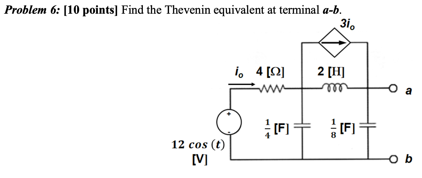 Solved Problem 6: [10 ﻿points] ﻿Find the Thevenin equivalent | Chegg.com