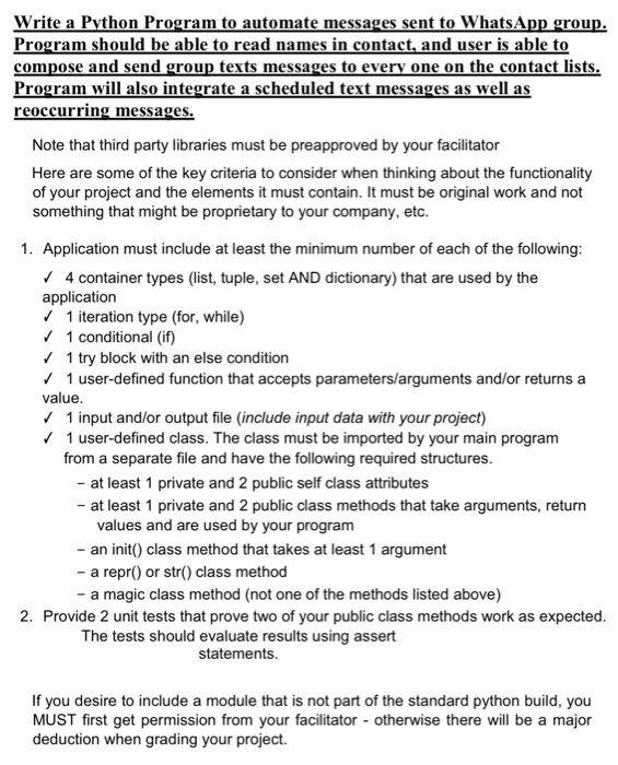 Solved Write a Python Program to automate messages sent to | Chegg.com