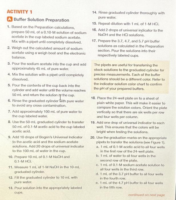 Data Tables Data Table 1: Preparation of Buffer | Chegg.com